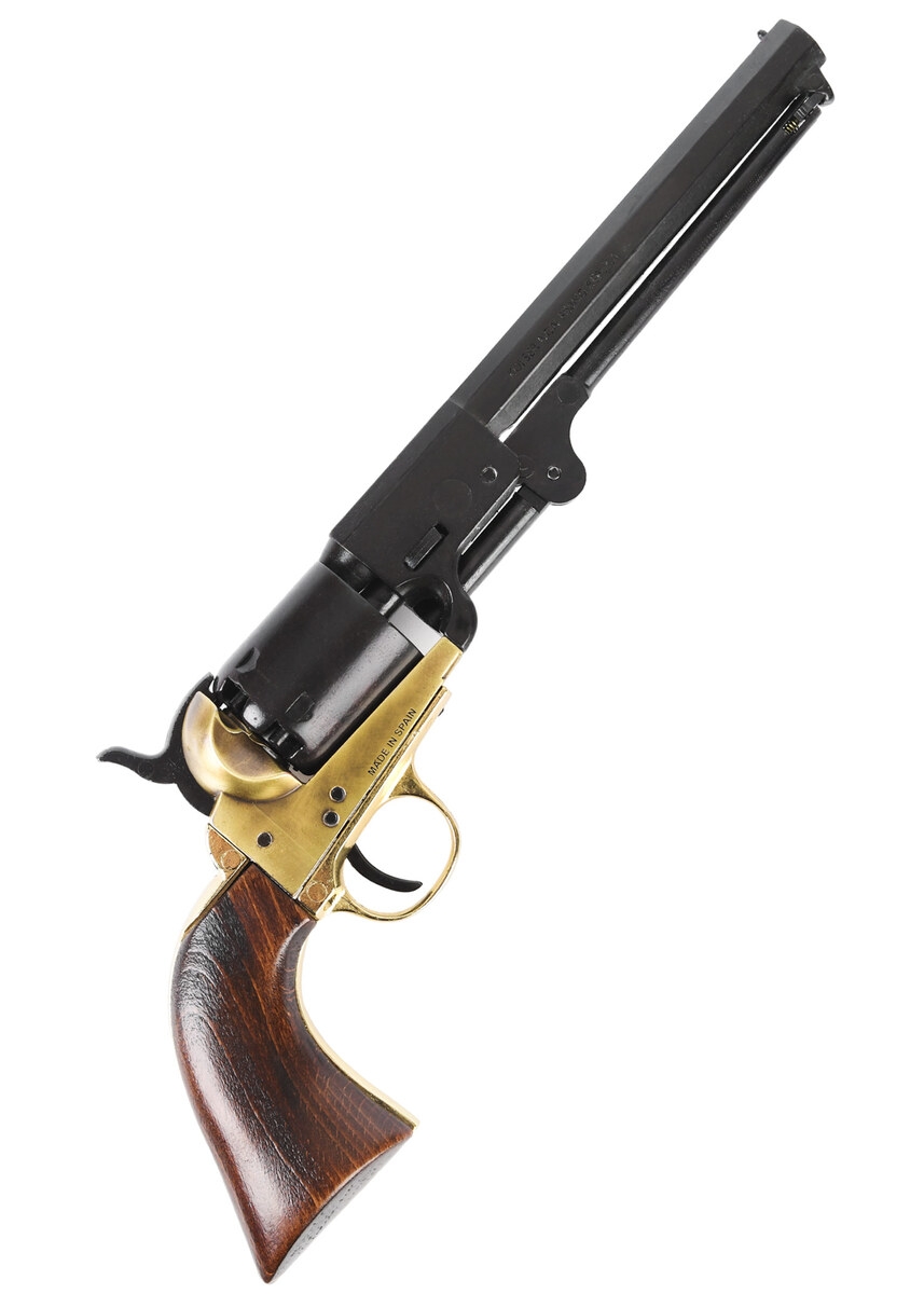 Replika Colt Navy 1851, Percussion Revolver, Sort Med Messing Ramme